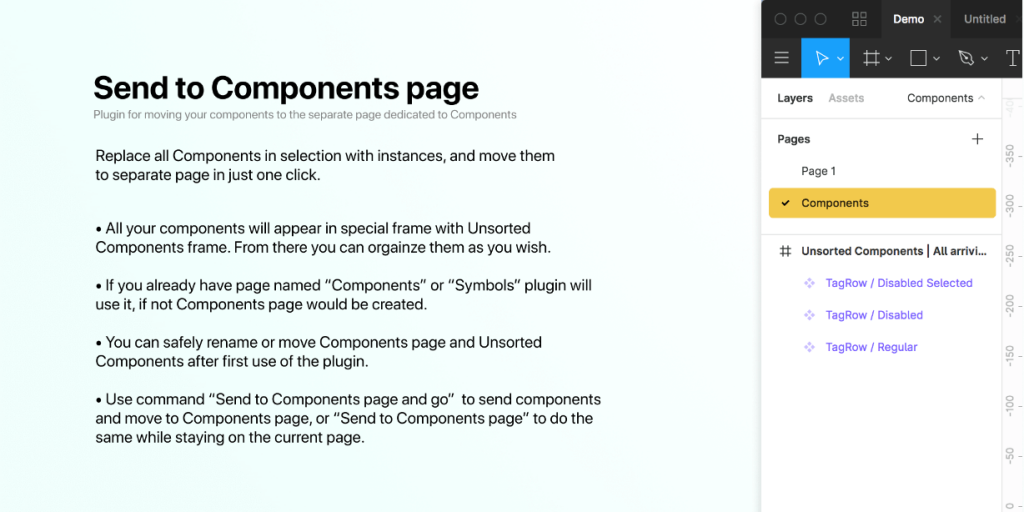 Free Send to Components Page Figma Plugin | Figma Elements