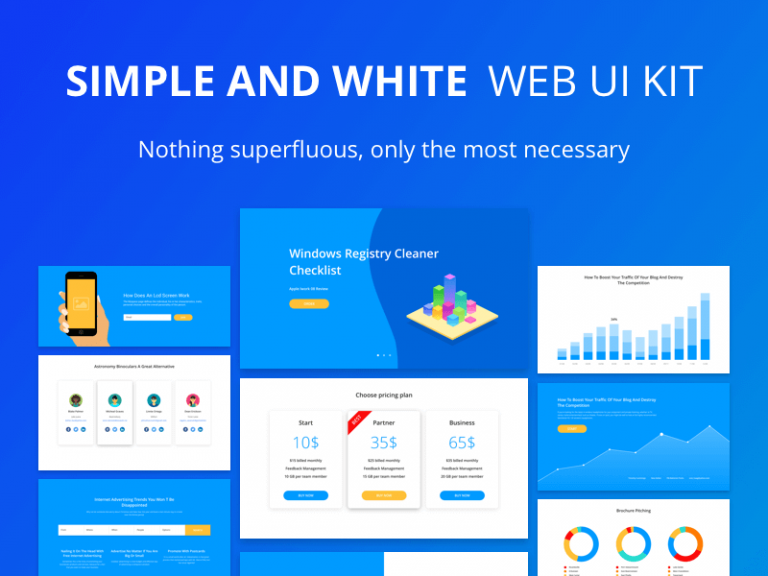 Simple and White UI Kit - Free Figma Resource | Figma Elements