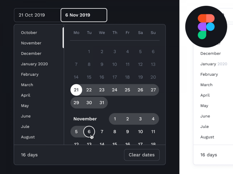 Calendar Widget UI Kit - Free Figma Resource | Figma Elements