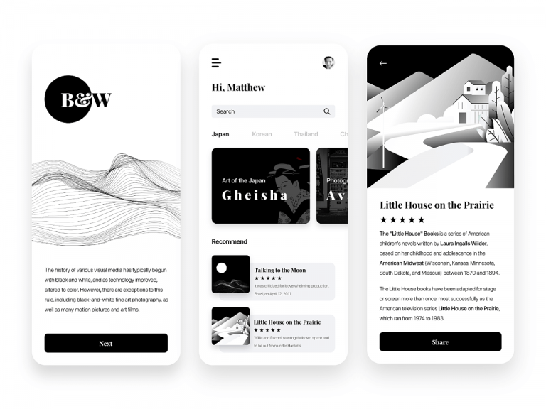 Black and White App - Free Figma Resource | Figma Elements