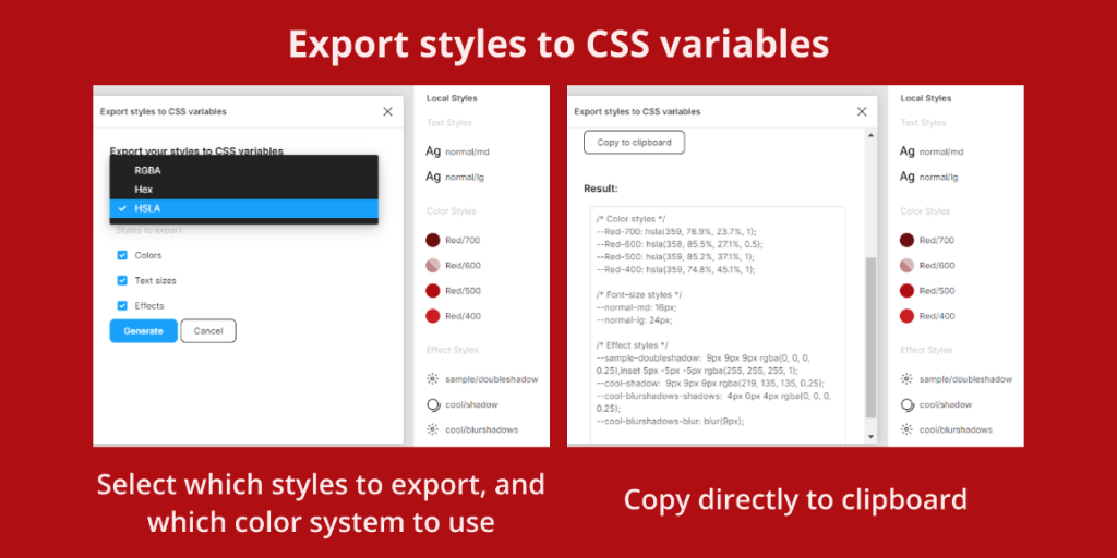 Free Export styles to CSS variables Figma Plugin | Figma Elements