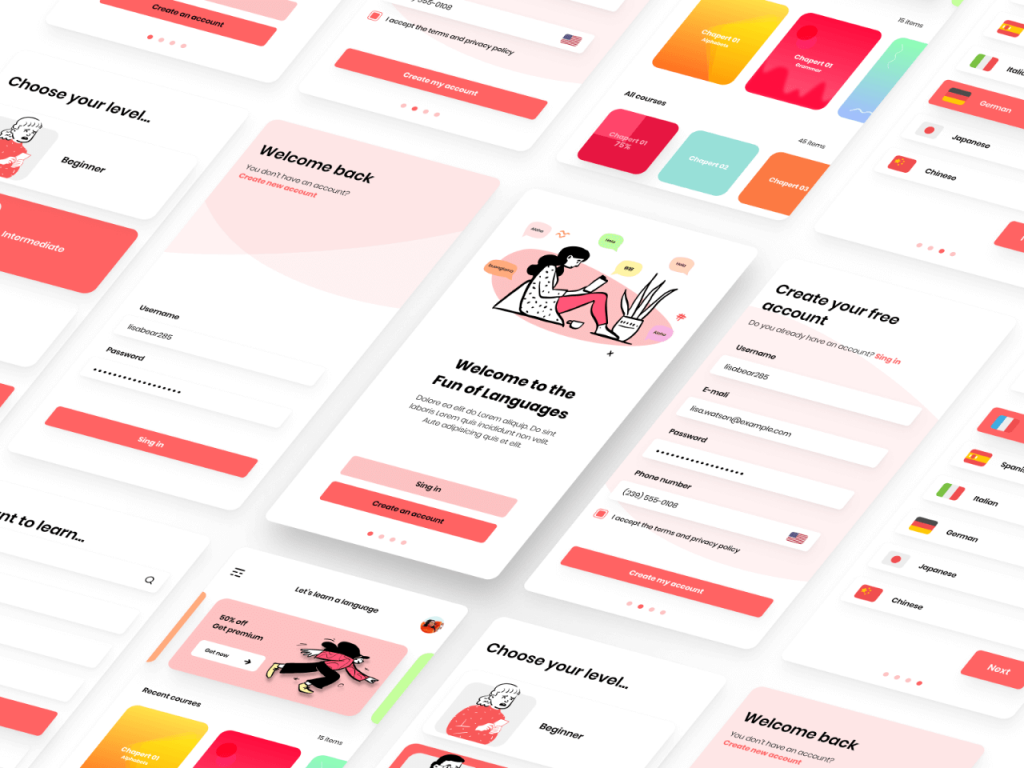 Language Learning - Free Figma Resource | Figma Elements
