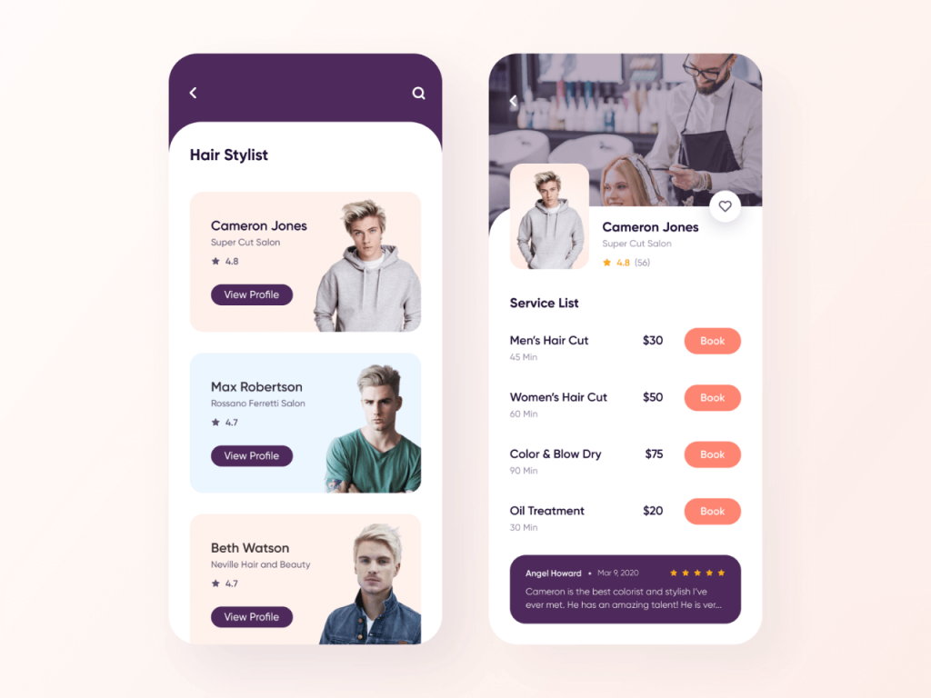 Salon Booking App - Free Figma Resource | Figma Elements