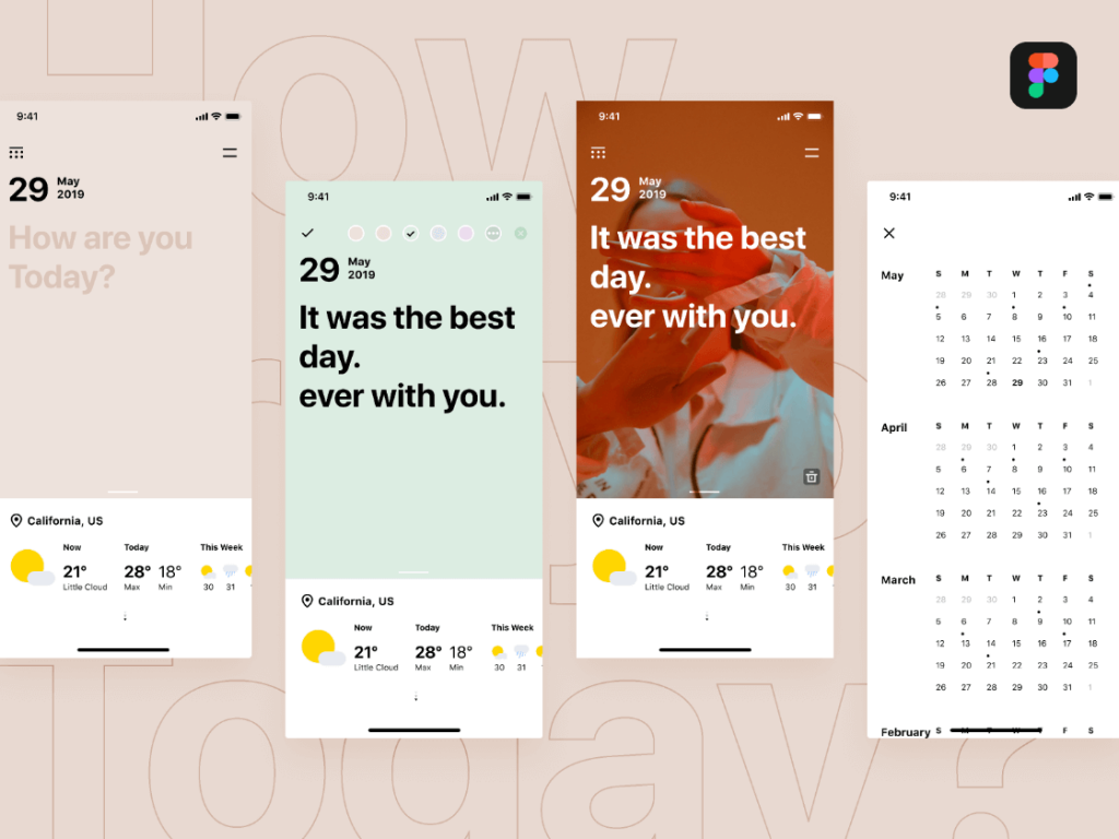 Weather Diary App - Free Figma Resource | Figma Elements