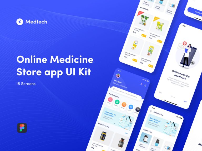 Online Medical Store App UI Kit - Free Figma Resource | Figma Elements Online Medical Store App UI Kit - Free Figma Resource | Figma Elements