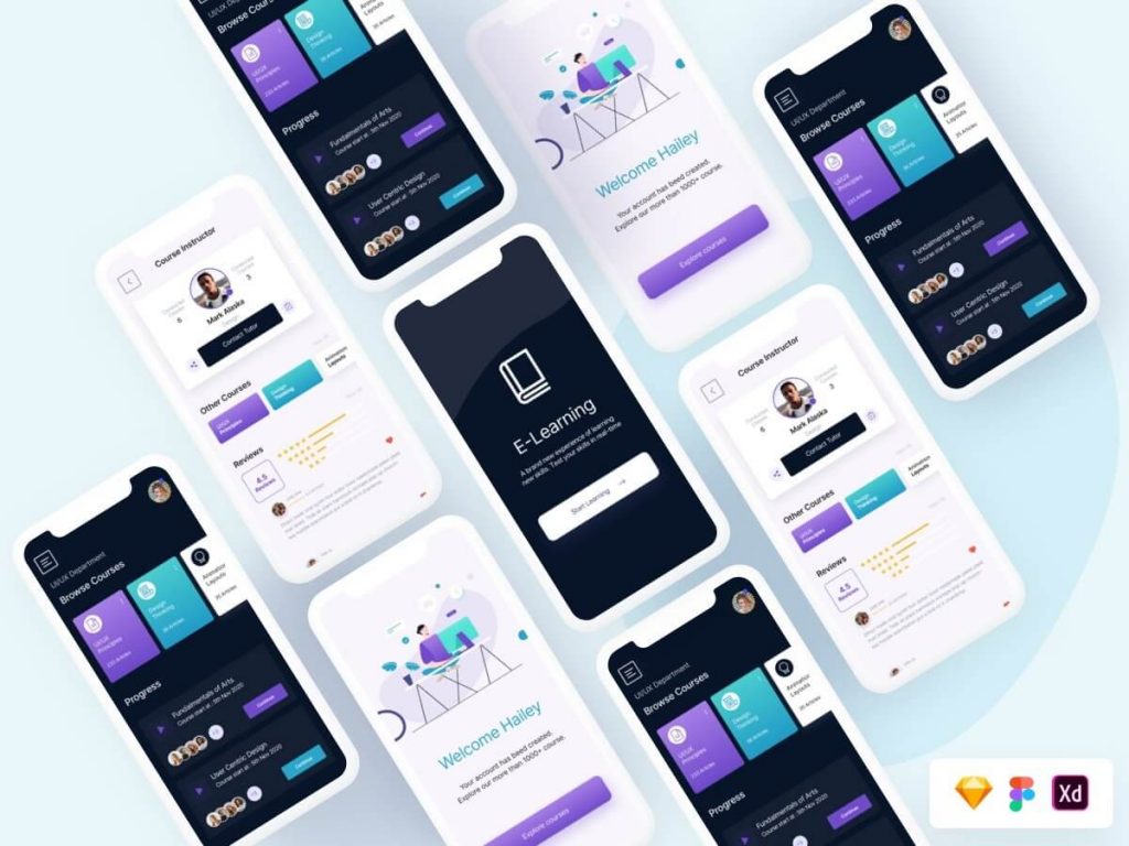 e-learning UI Screens - Free Figma Resource | Figma Elements