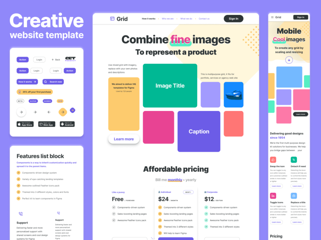 Colorful Website Template - Free Figma Resource | Figma Elements