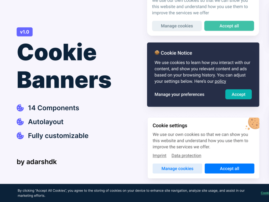 Cookie Banners - Free Figma Resource | Figma Elements