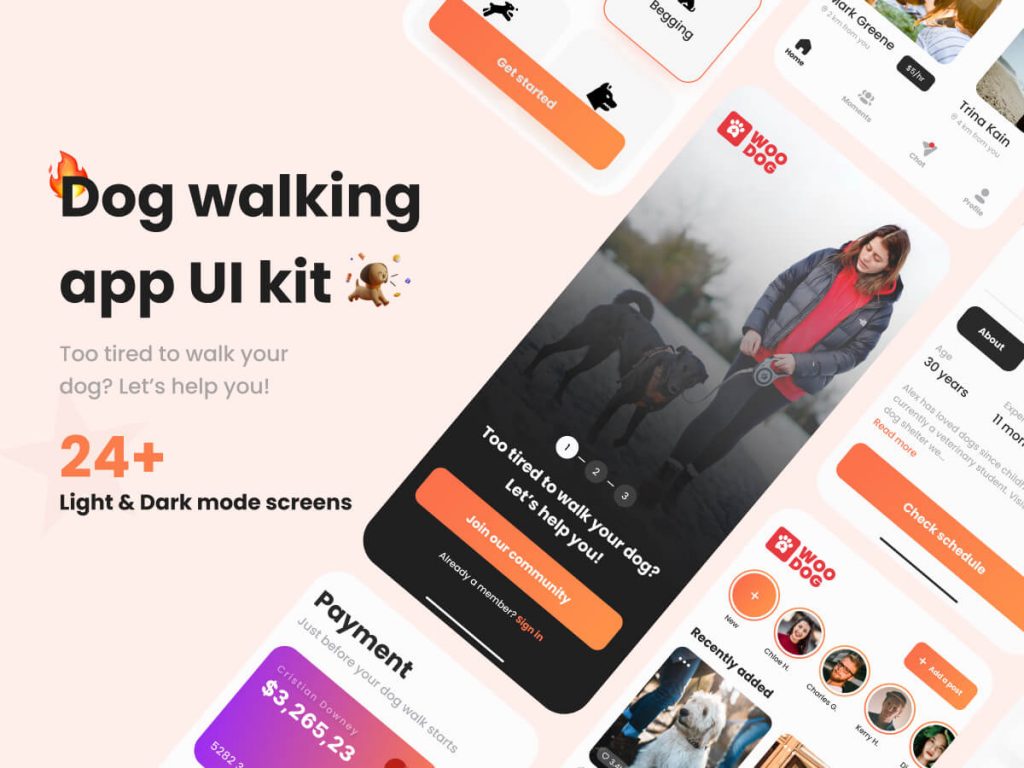 Dog Walking App UI Kit - Free Figma Resource | Figma Elements