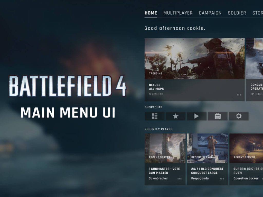 Battlefield 4 Main Menu UI Design - Free Figma Resource | Figma Elements