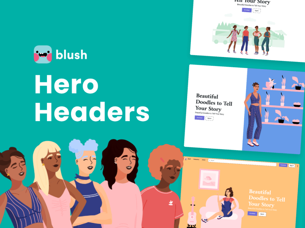 Illustrated Hero Headers - Free Figma Resource | Figma Elements