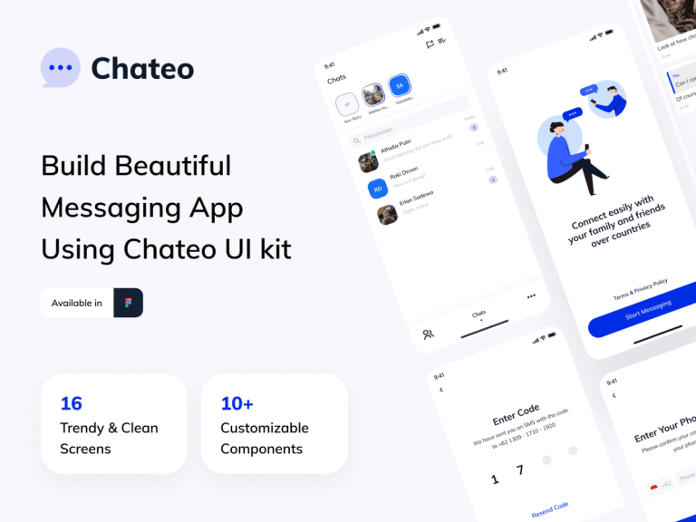 Messenger UI Kit Mobile App - Free Figma Resource | Figma Elements