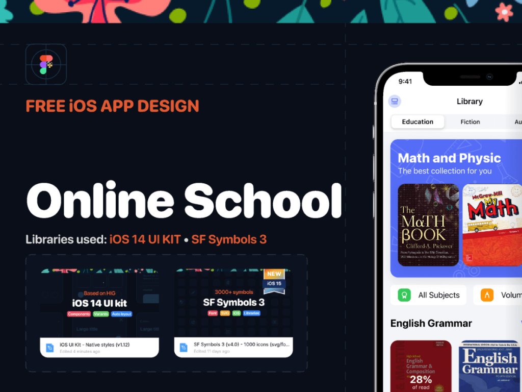 Online School iOS App Design - Free Figma Resource | Figma Elements