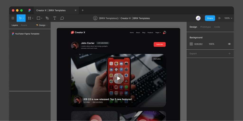 Creator X - Video Figma Template - Free Figma Resource | Figma Elements