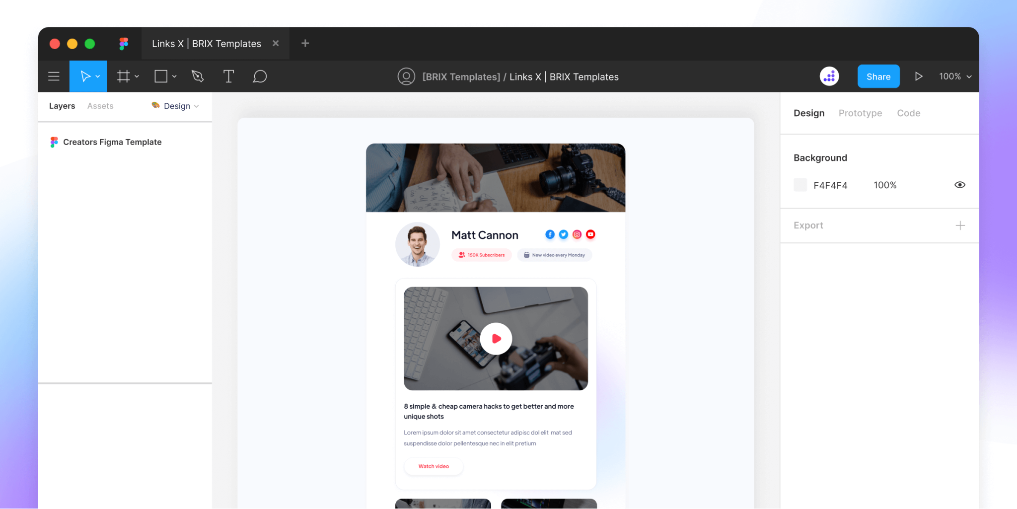 Links X - Link in Bio Figma Template - Free Figma Resource | Figma Elements