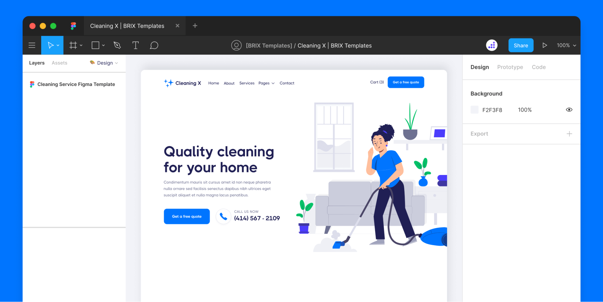 Cleaning X - Cleaning Services Figma Template - Free Figma Resource | Figma Elements