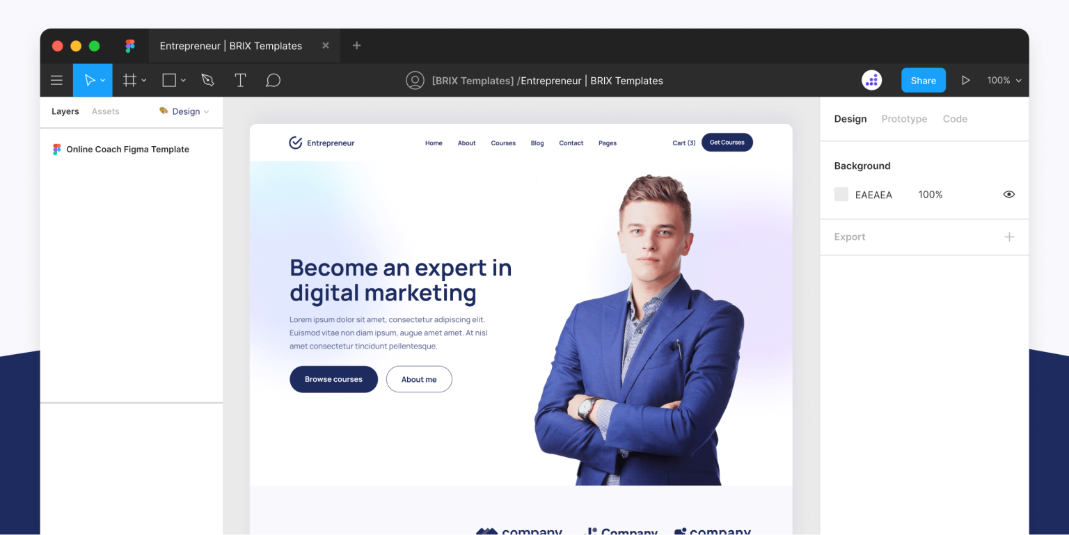 Entrepreneur - Course Teacher Figma Template - Free Figma Resource ...