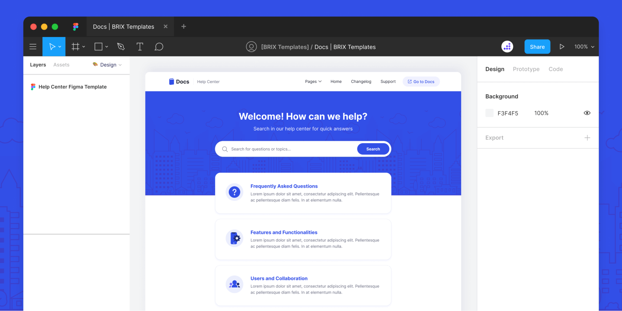 Docs - Help Center Figma Template - Free Figma Resource | Figma Elements
