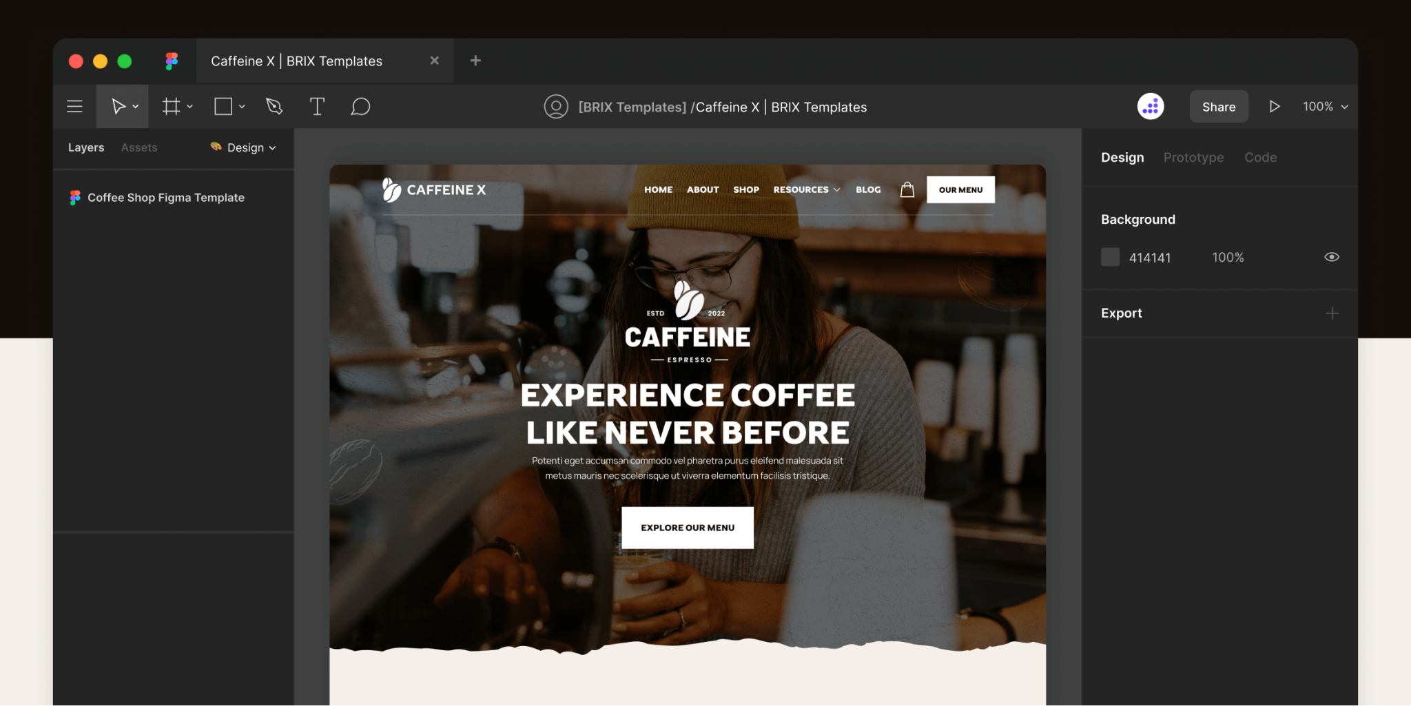 Caffeine X - Coffee Shop Figma Template - Free Figma Resource | Figma Elements