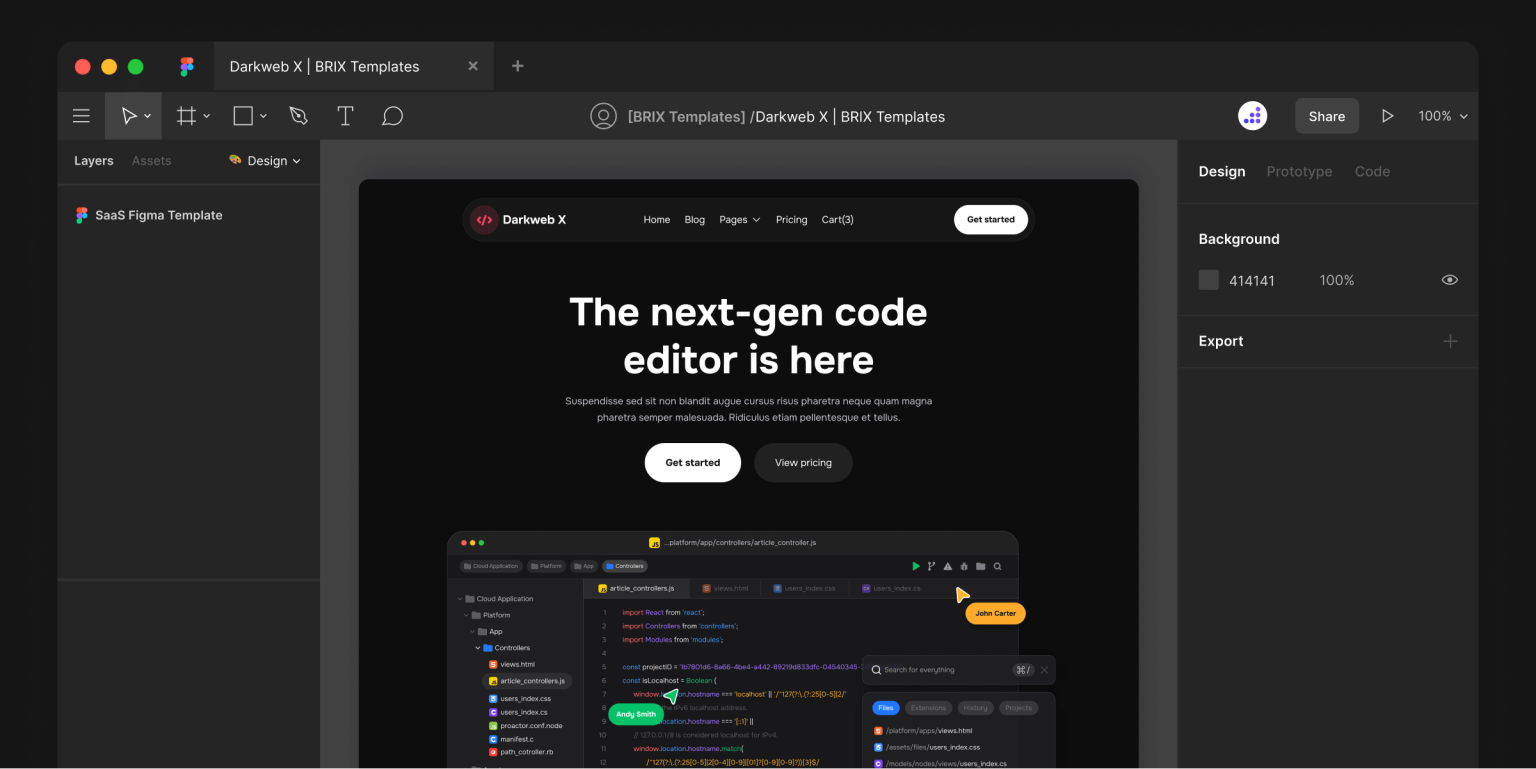 Darkweb X - Dark Mode SaaS Figma Template - Free Figma Resource | Figma Elements