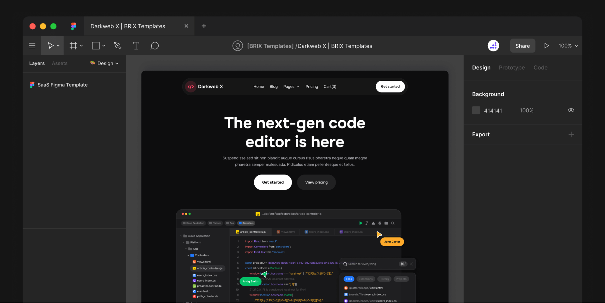 Darkweb X - Dark Mode SaaS Figma Template - Free Figma Resource | Figma Elements