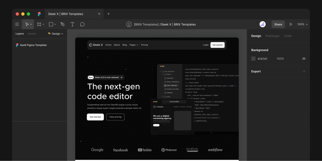 Sleek X - Dark Mode SaaS Figma Template - Free Figma Resource | Figma ...