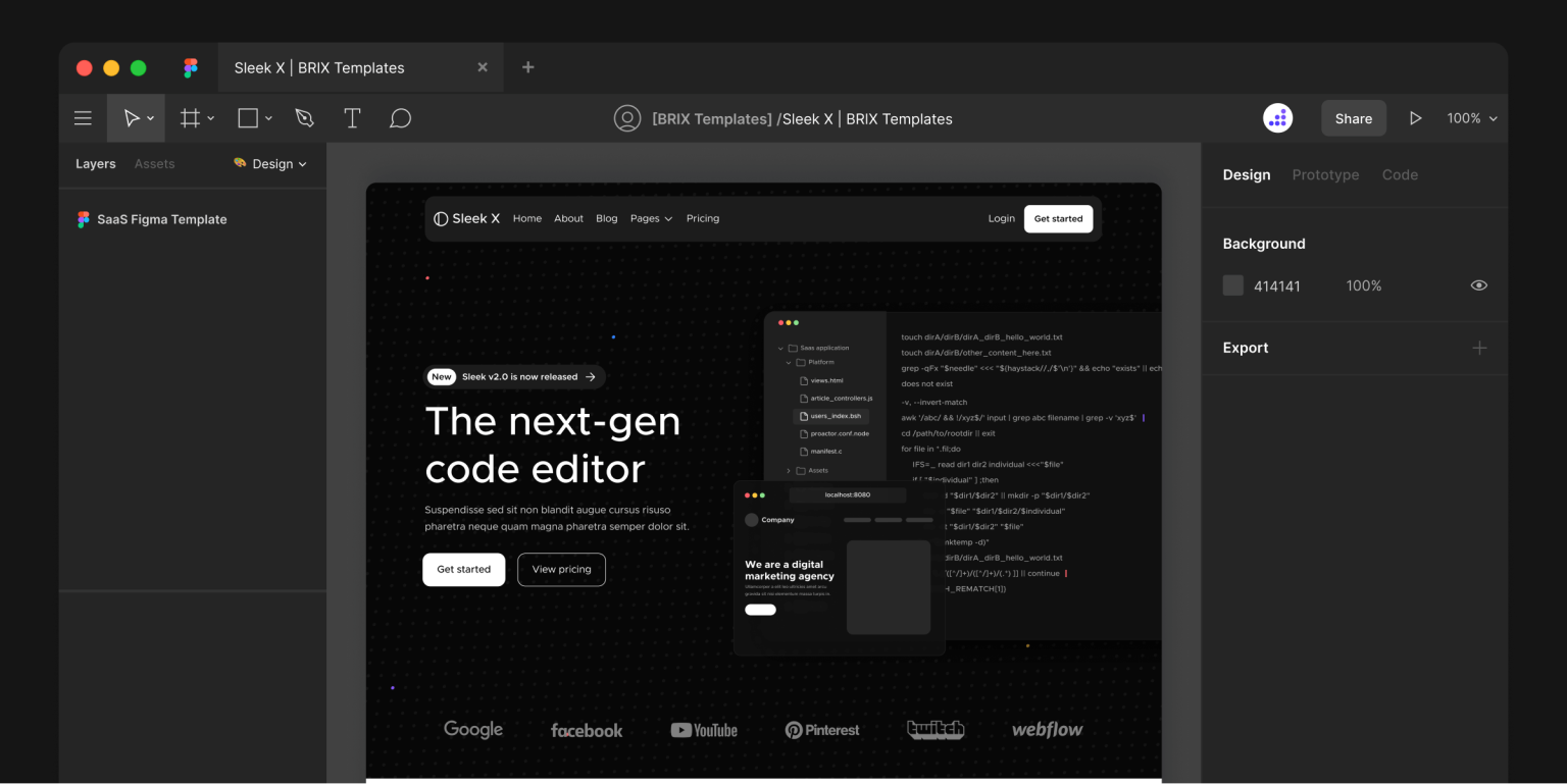Sleek X - Dark Mode SaaS Figma Template - Free Figma Resource | Figma ...