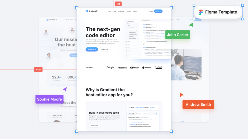 Gradient X - Minimal SaaS Figma Template - Free Figma Resource | Figma Elements