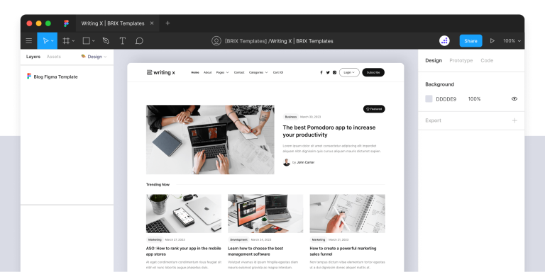 Writing X - Blog Figma Template - Free Figma Resource | Figma Elements