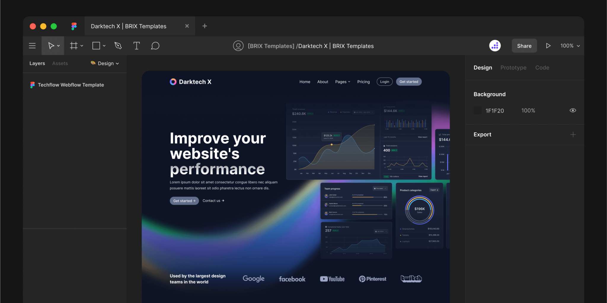 Darktech X - Dark Mode Figma Template - Free Figma Resource | Figma Elements