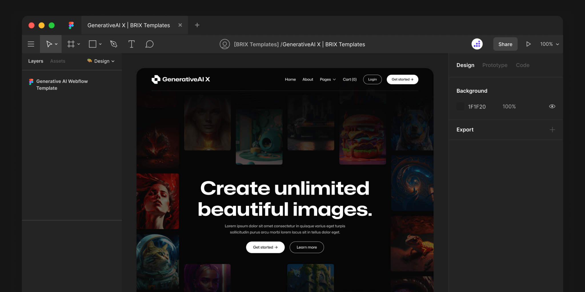 GenerativeAI X - Artificial Intelligence Figma Template - Free Figma Resource | Figma Elements