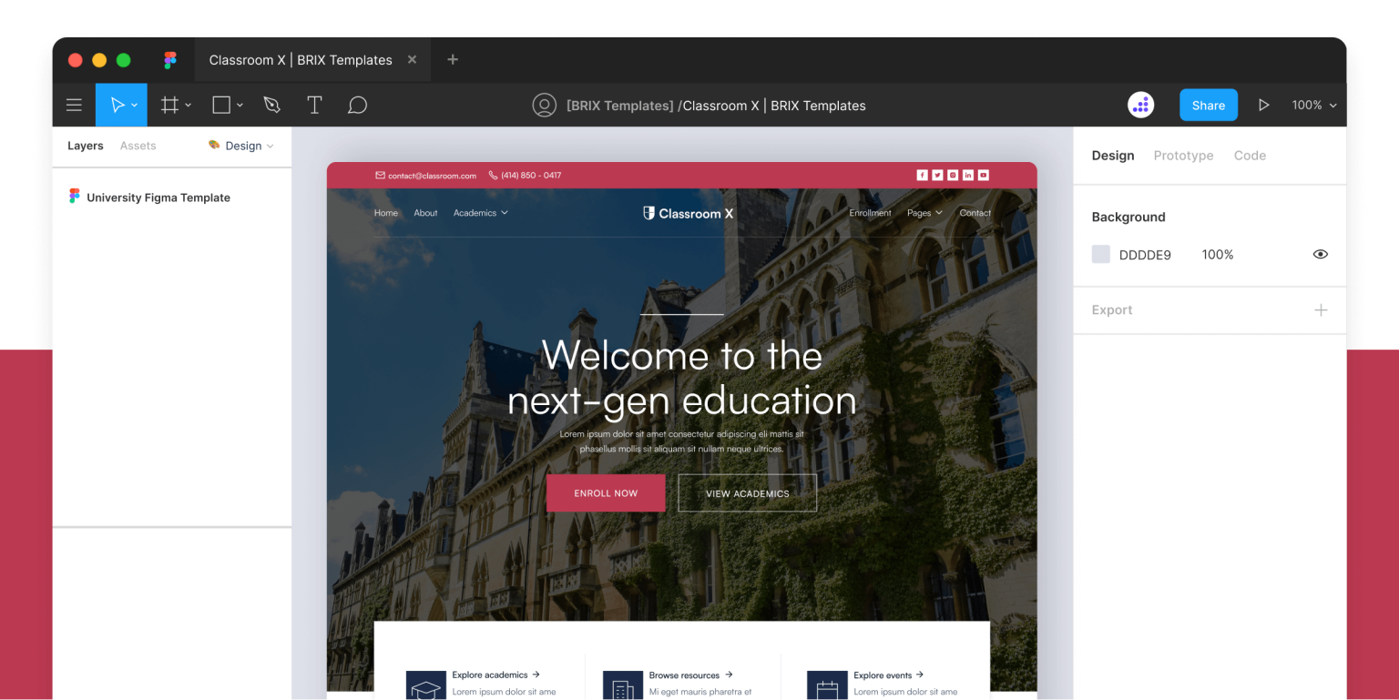 Classroom X - University Figma Template - Free Figma Resource | Figma Elements