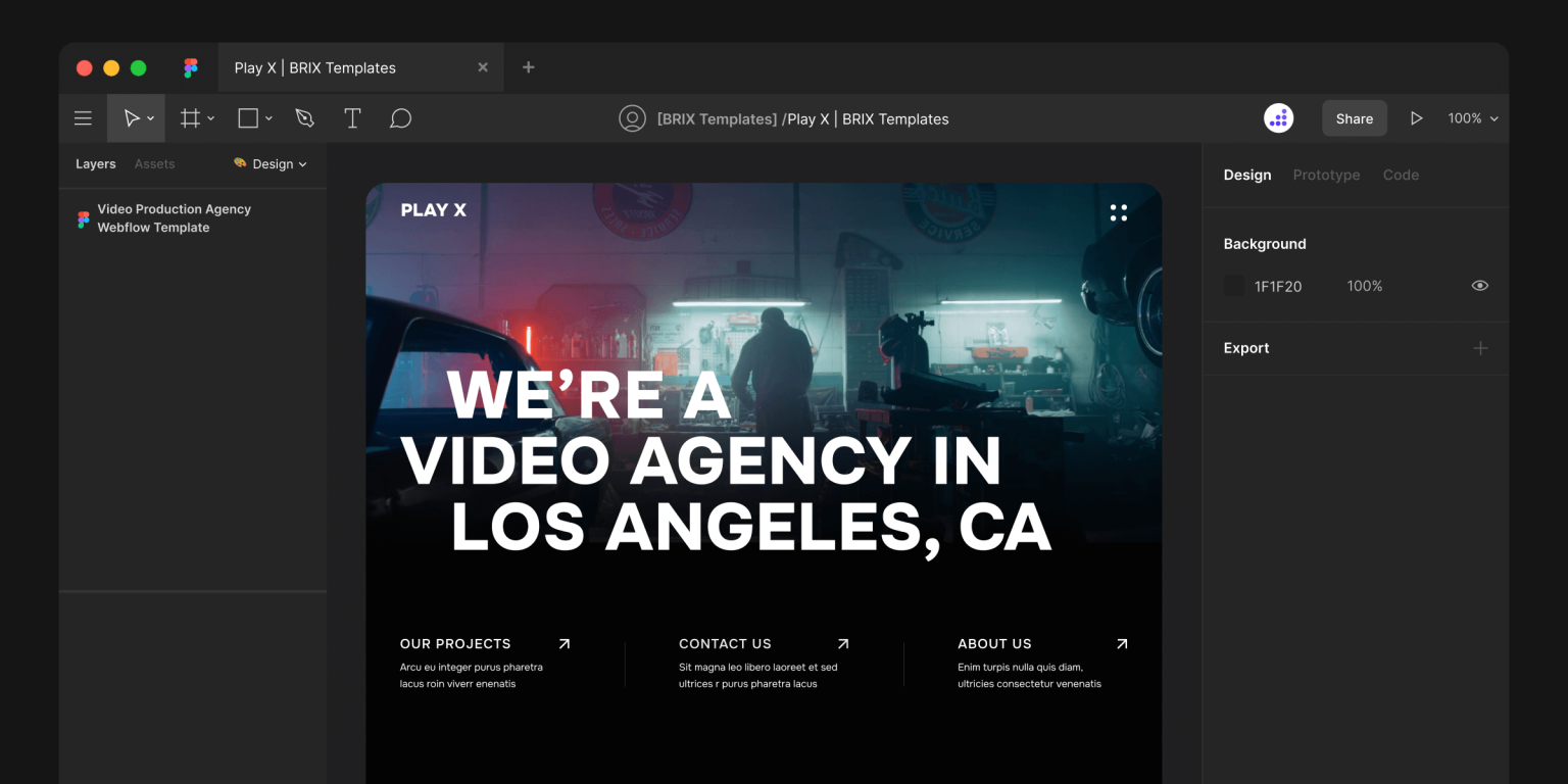 Play X - Video Production Agency Figma Template - Free Figma Resource ...