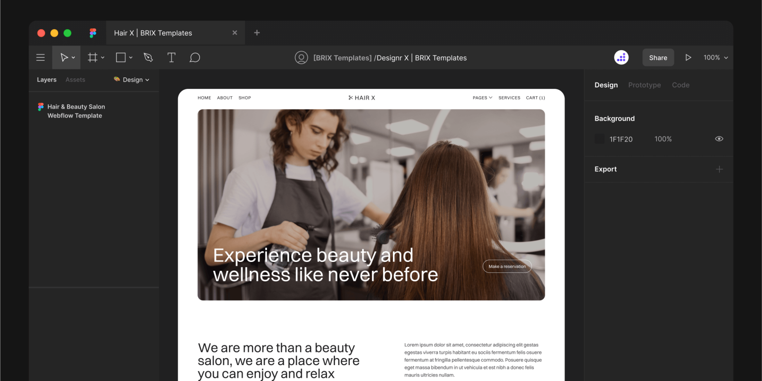 Hair X - Beauty Salon Figma Template - Free Figma Resource | Figma Elements