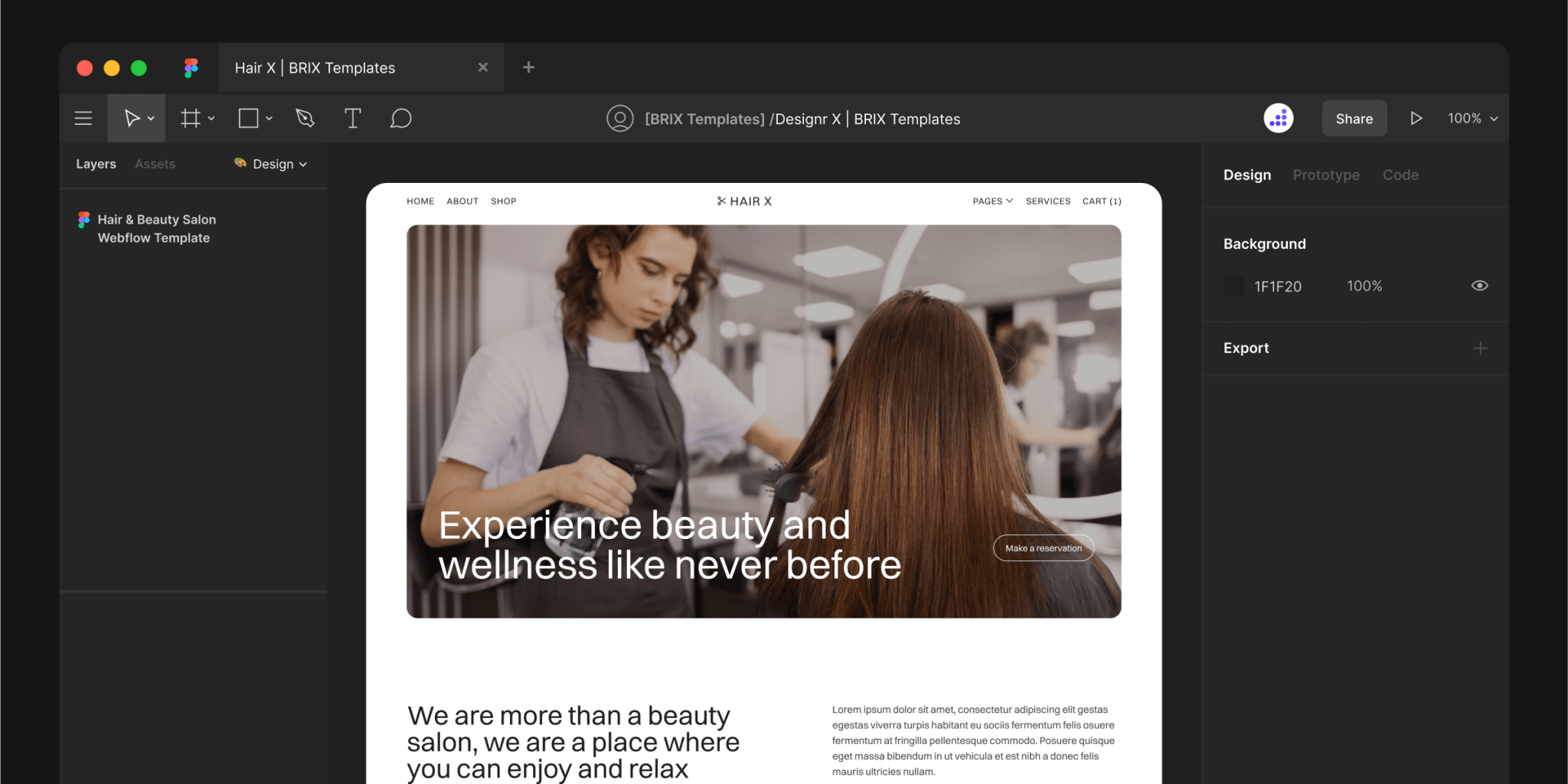 Hair X - Beauty Salon Figma Template - Free Figma Resource | Figma Elements