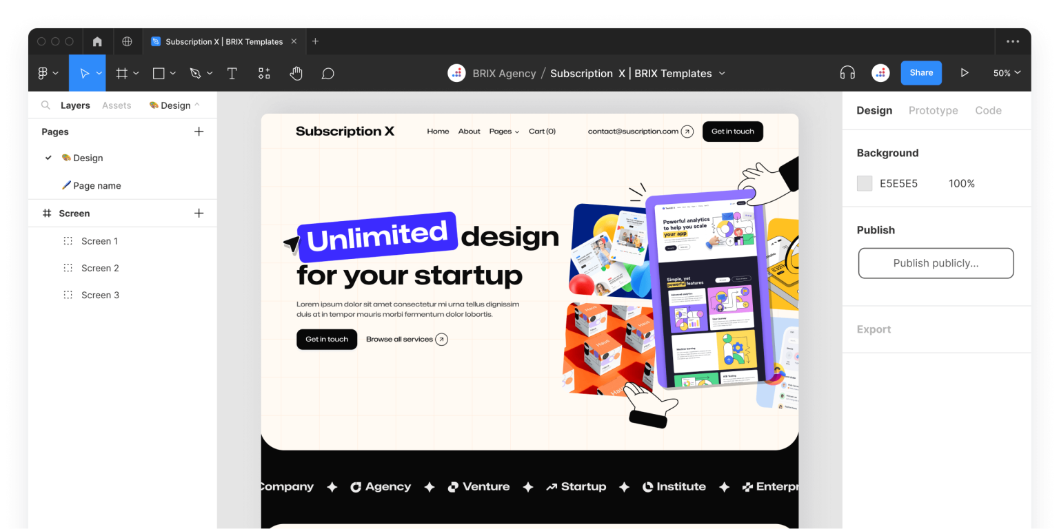 Subscription X - Design Subscription Agency Figma Template - Free Figma ...