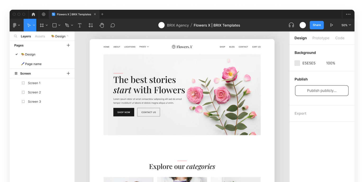 Flowers X - Florist Figma Template - Free Figma Resource | Figma Elements