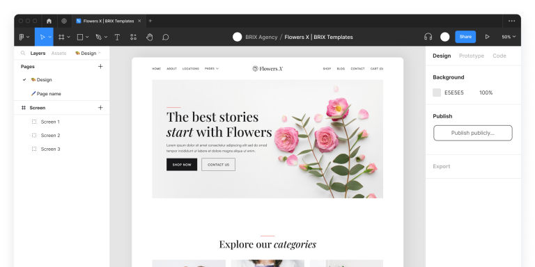 Flowers X - Florist Figma Template - Free Figma Resource | Figma Elements
