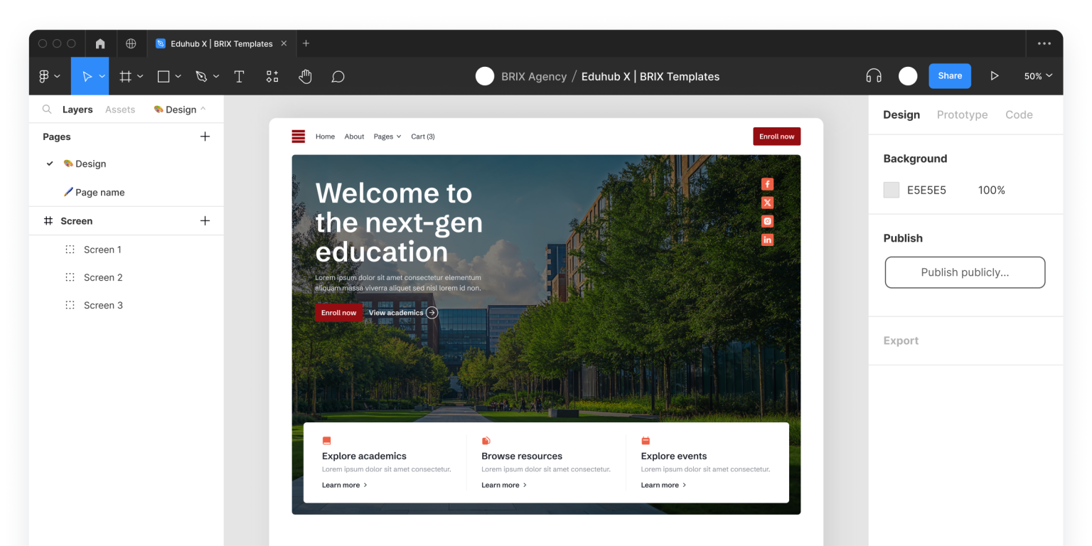 Eduhub - College Figma Template - Free Figma Resource | Figma Elements