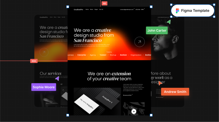 GradientPro - Dark Mode Design Agency Figma Template - Free Figma ...