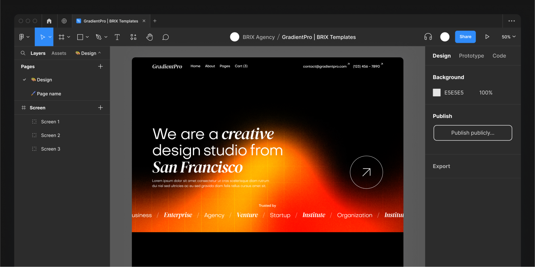 GradientPro - Dark Mode Design Agency Figma Template - Free Figma Resource | Figma Elements
