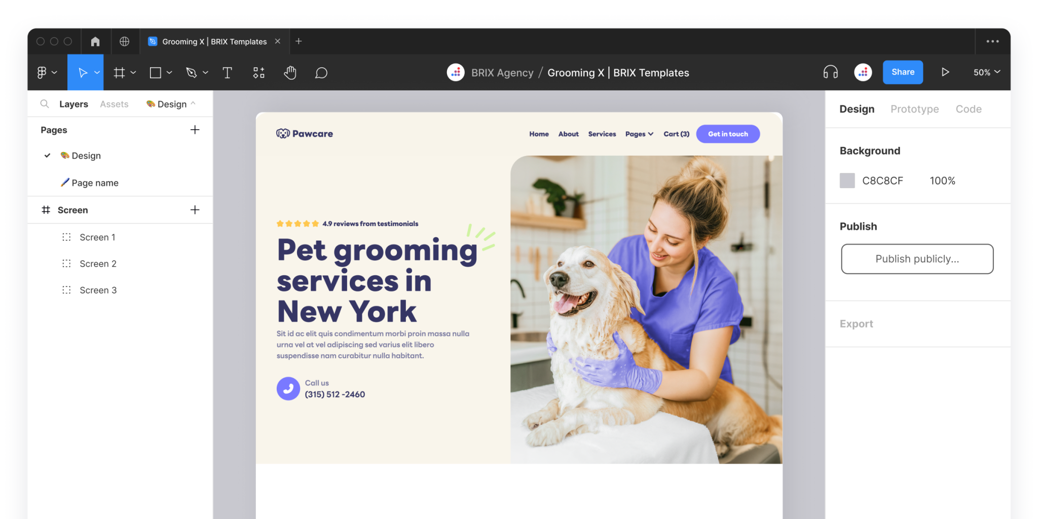 Pawcare – Grooming Figma Template - Free Figma Resource | Figma Elements