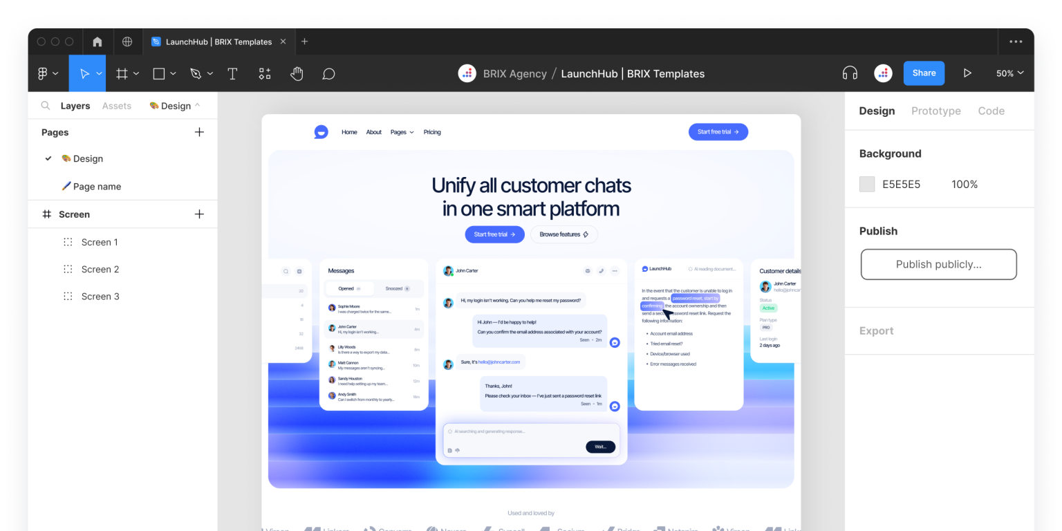 LaunchHub - AI Support Platform Figma Template - Free Figma Resource ...