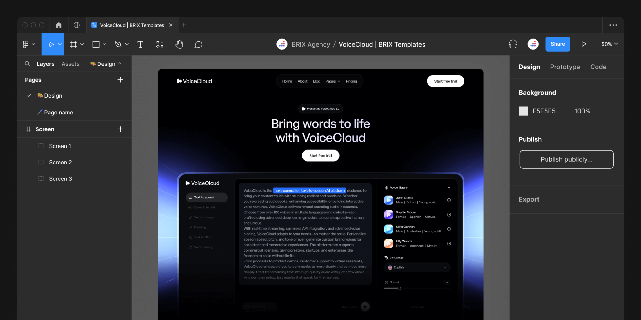 VoiceCloud - AI Voice Figma Template - Free Figma Resource | Figma Elements
